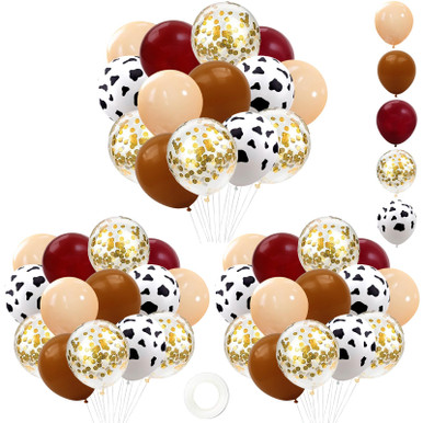 Lukinuo Cow Balloons 95pcs Brown Blush Neutral Cow Print Balloon ...