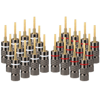 Flex Pin Banana Plugs for Speaker Wire -12 Pairs,24K Gold Plated for ...