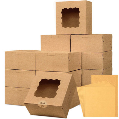 Moretoes 24pcs 6x6x3in Brown Bakery Boxes Pastry Boxes Cookie Boxes ...