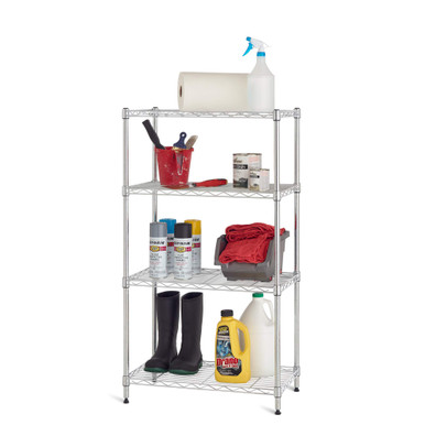 Home Storage Space HSS 4 Shelf Wire Shelving Rack, 13.4" Dx23.2 Wx42 H ...