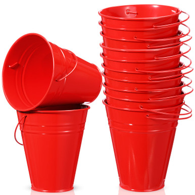 12 Pack Colored Metal Buckets with Handle, Galvanized Bucket 4.5 x 5 ...