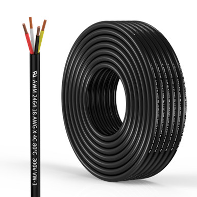 18 Gauge 4 Conductor Electrical Wire Oxygen-Free Copper Cable 50FT/15 ...
