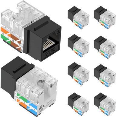 VCELINK Cat6 RJ45 Keystone Jack UL-Listed 10-Pack, Slim Profile ...