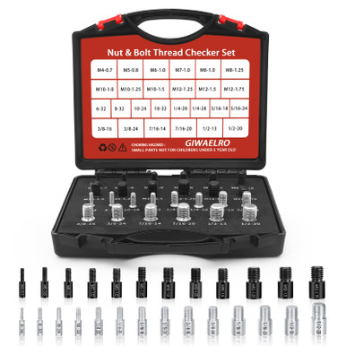 Stud Finder 44-Piece Nut & Bolt Thread Checker Set - SAE & Metric ...