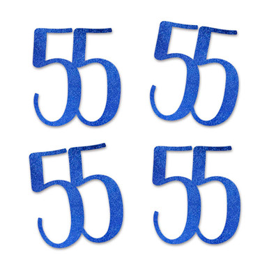 Blue Glitter 55 Cut-Out Numbers, 55th Birthday Party Anniversary ...