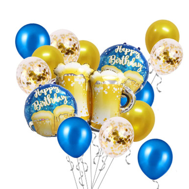 LXZColden 15 Pieces Beer Balloons Kit Birthday Party Balloon for Aged ...