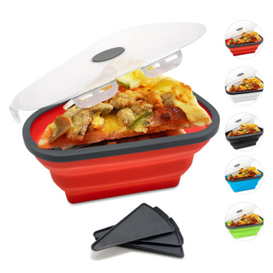 EYBURG Pizza Storage Containers with Lids, Adjustable Pizza Box with 5 ...