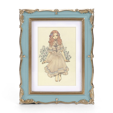 PHAREGE Blue Gold Vintage Frame for 5x7 inch Picture, Ornate Antique ...