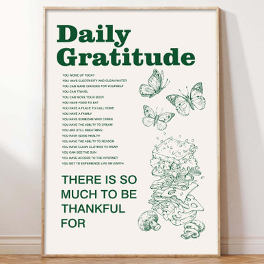 Daily Gratitude Wall Art Vintage Green Inspirational Quotes Daily ...