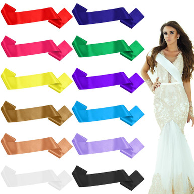 Xtinmee Plain Satin Sash For Pageants Long from Shoulder to Hip ...