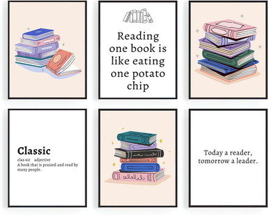 Inspirational Read Books Quotes Wall Art, Reading Posters, Motivational ...