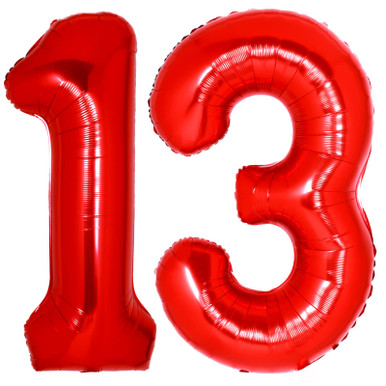40 Inch Giant Red Number 13 Balloons Large Foil Mylar Helium Number ...