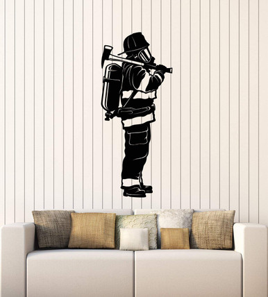Vinyl Wall Decal Rescuer Fire Department Firefighter Axe Stickers Mural ...