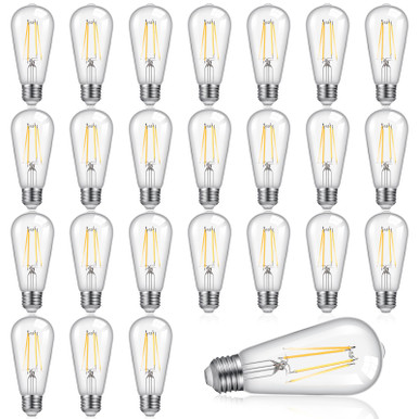 24 Pack Vintage LED Edison Bulbs ST58 Antique LED Filament Bulb E26 ...