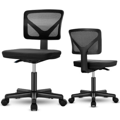 Armless Mesh Office Chair, Ergonomic Computer Desk Chair, No Armrest ...
