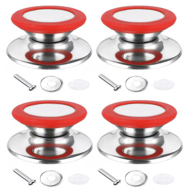 4 Pack Red Pot Lid Knob Replacement, Stainless Steel Pot Lid Handle ...