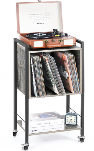 Record Player Stand, 3-Tier Record Player Cabinet with Metal Frame ...