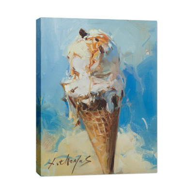 Kitchen Wall Decor Ice Cream Canvas Paintings, 16x12 Inch Blue White ...