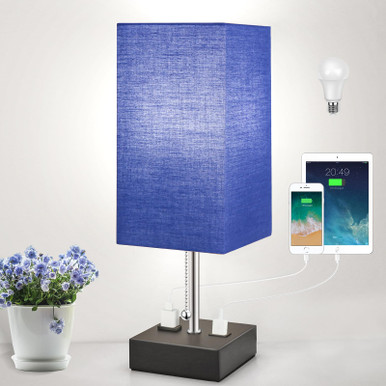 3-Color Temperature Bedside Lamp with USB Port and AC Outlet Table ...
