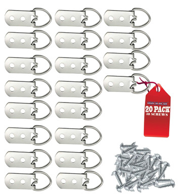 PERFORMORE 20 Pack of D-Ring Picture Hangers with 40 Screws, Heavy Duty ...