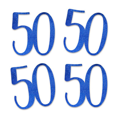 Blue Glitter 50 Cut-Out Numbers, 50th Birthday Party Anniversary ...