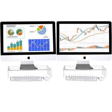 2 Pieces Clear Acrylic Computer Monitor Stand Holder Acrylic Stand ...