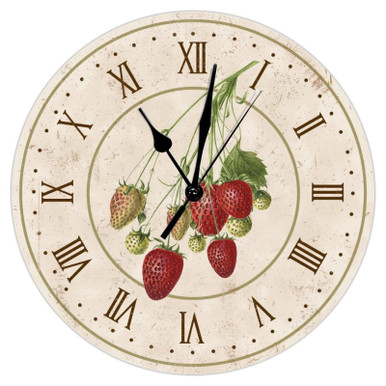 Strawberry Fresh Berry Wooden Wall Clock French Kitchen Clocks Fruit 10 ...