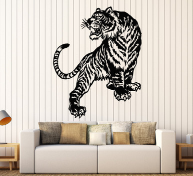 Large Vinyl Wall Decal Roaring Tiger Animal Tribal Predator Stickers ...