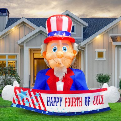 6Ft 4th of July Inflatable Uncle Sam Decorations Blow Up Uncle Sam ...