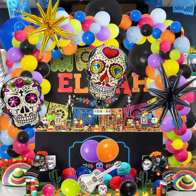 172pcs Day of the Dead Balloon Arch Garland Kit, Dia De Los Muertos ...