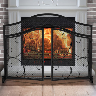 Fireplace Screen with Doors, 43 x 33 Inch Fire Screens for Fireplace ...