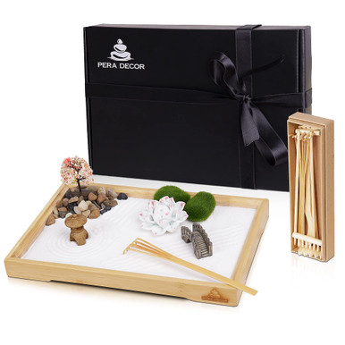 Zen Garden Kit for Desk, 11x7.5 Inches Japanese Zen Garden with Large ...