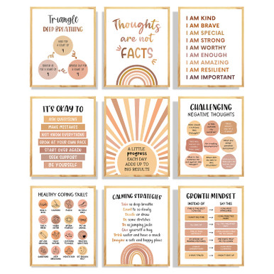 AnyDesign 9Pcs Mental Health Poster 11 x 14 In Boho Style Motivational ...