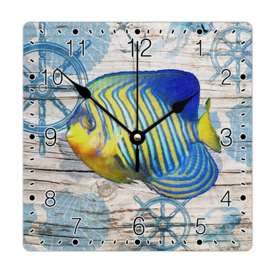godblessign Betta Goldfish Carp Wall Clock Beach Square Clocks Love You ...