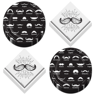 HOME & HOOPLA Mustache Party Supplies - Black and White Mustache Paper ...