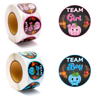 WATINC 1000pcs Gender Reveal Stickers Roll Little Pumpkin Team Boy and ...