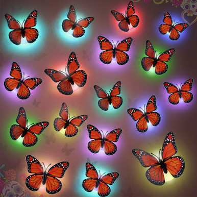 3D LED Monarch Butterfly Decoration Butterfly Night Light Sticker ...
