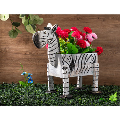 PARANTA Zebra Wooden Flower Box, Rustic Animal Plant Pots, Outdoor ...
