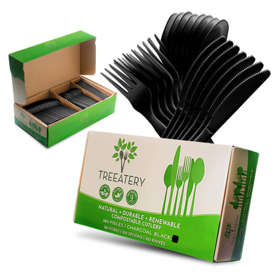 Treeatery - Compostable Cutlery, Plant-Based Cutlery Set, Disposable ...