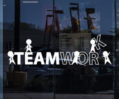 Window Decal for Business Office Worker Style Teamwork Cartoon People ...