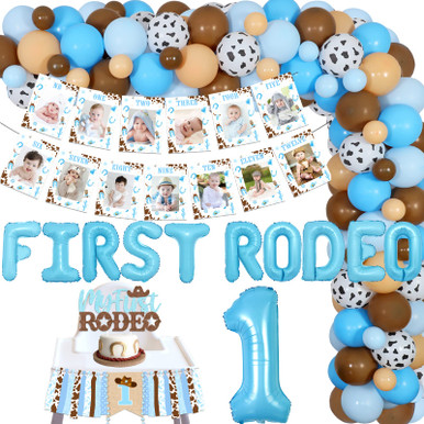 First Rodeo Birthday Party Decorations Boy Blue, Western Cowboy 1st ...