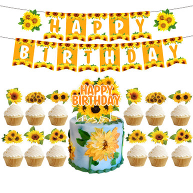 Zwiebeco Sunflower Themed Birthday Party Decorations Supplies-Orange ...