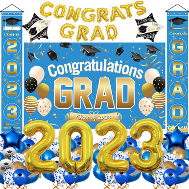 Graduation Decorations Class of 2023 - Blue and Gold Graduation Party ...
