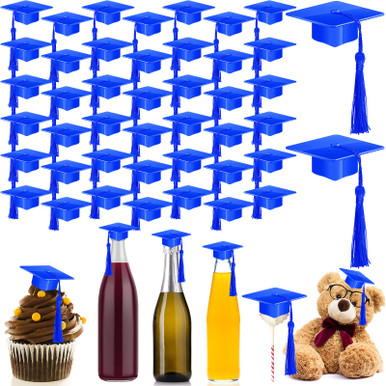 Qunclay 60 Pieces Mini Graduation Cap Hats Plastic Grad Cake Wine ...