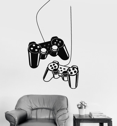 Wall Decals Gaming Gamer Joystick Vinyl Sticker z3269 White ...