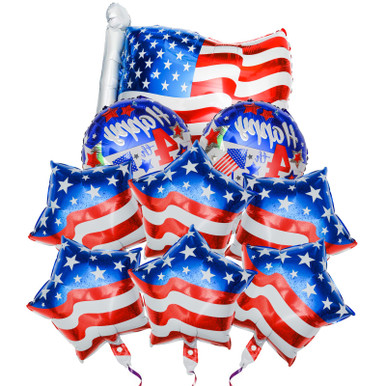 9Pcs Fourth of July Balloons Red White Blue Foil Balloons Independence ...