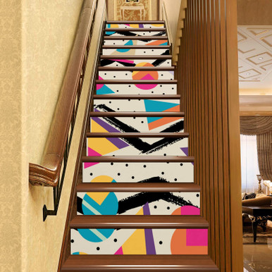Indie Multicolor Self Adhesive Stair Stickers, Peel and Stick Vinyl ...
