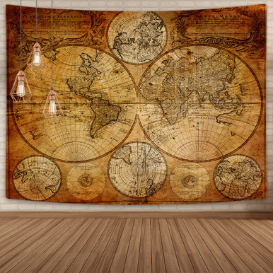 Coveimes Vintage World Map Tapestry Wall Hanging, Old Map of the World ...