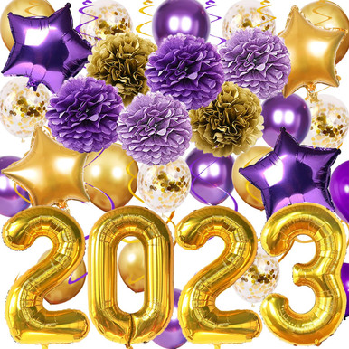 2023 Graduation Decorations Purple Gold Balloon Kit- 40" Gold 2023 ...