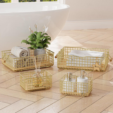 Qcold Metal Wire Basket Storage, Bathroom Basket for Organizing ...